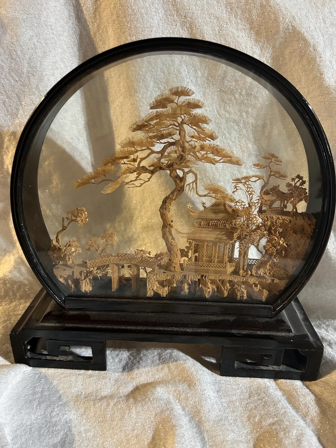 Intricate Asian Art Piece, Carved Cork - Etsy