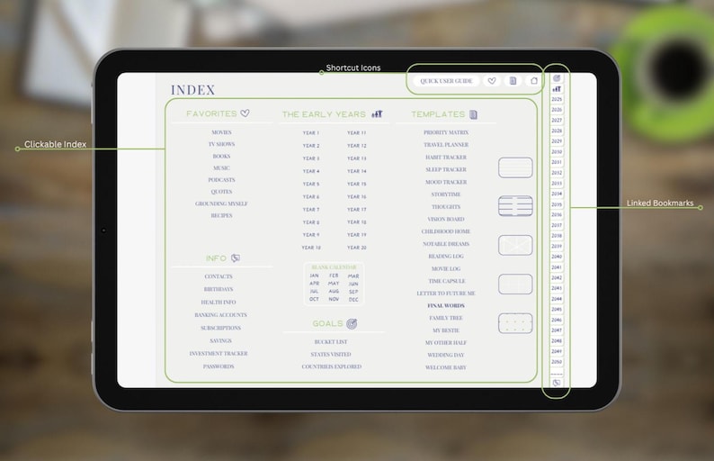 Green and Navy - Memoir of My Life | Digital Planner | Journal ...