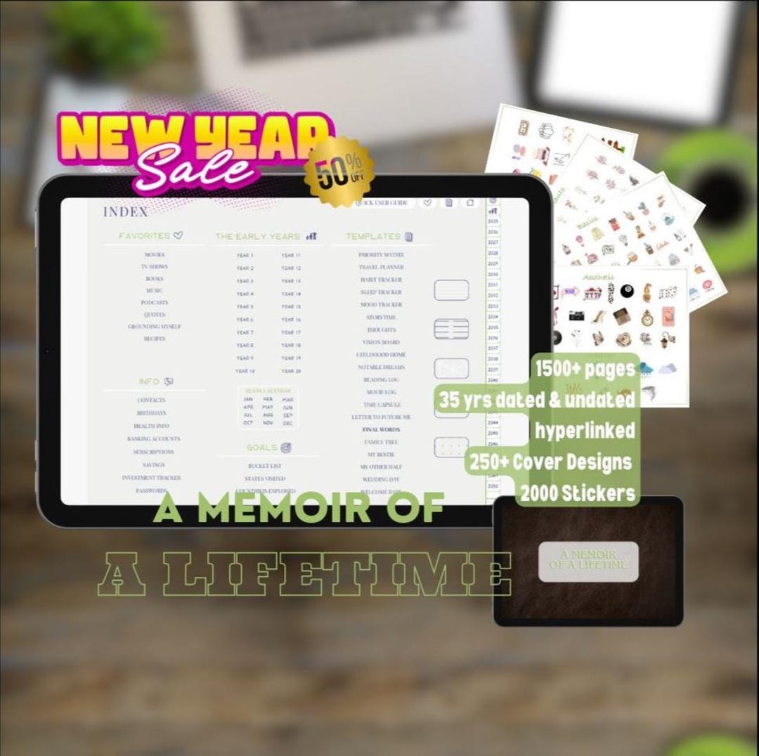 Green and Navy - Memoir of My Life | Digital Planner | Journal ...