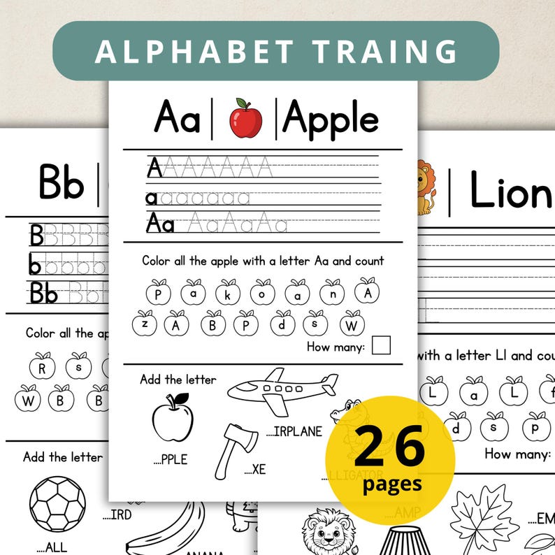 Alphabet Learning Worksheets for Kids – Printable Letter Practice Pack ...