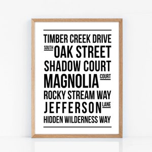 Personalized Street Name Poster | Places I've Lived | Custom Street ...