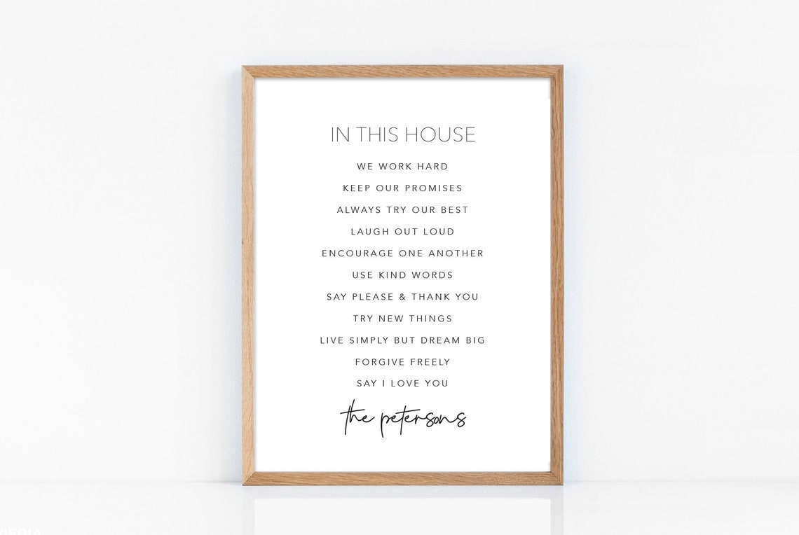 Personalized Family Rules in This House Art Print, Digital Download or ...