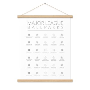 Major League Ballpark Stadium Tracker With Wood Hanger Frame 18x24 ...