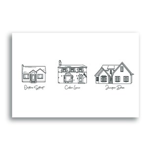 Custom Home Illustration Print, Multiple House Sketch, Anniversary Gift ...