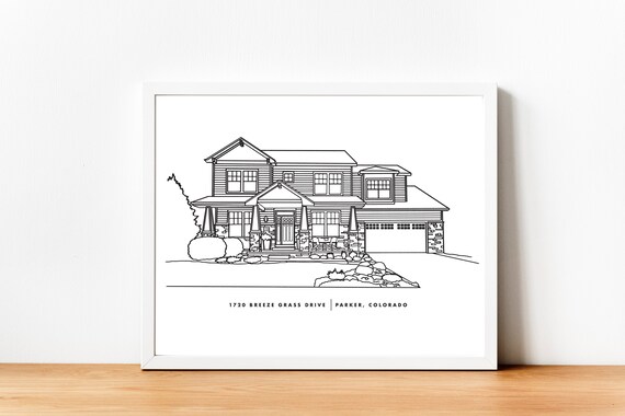 Home Illustration Printable or Mailed Print Custom House | Etsy