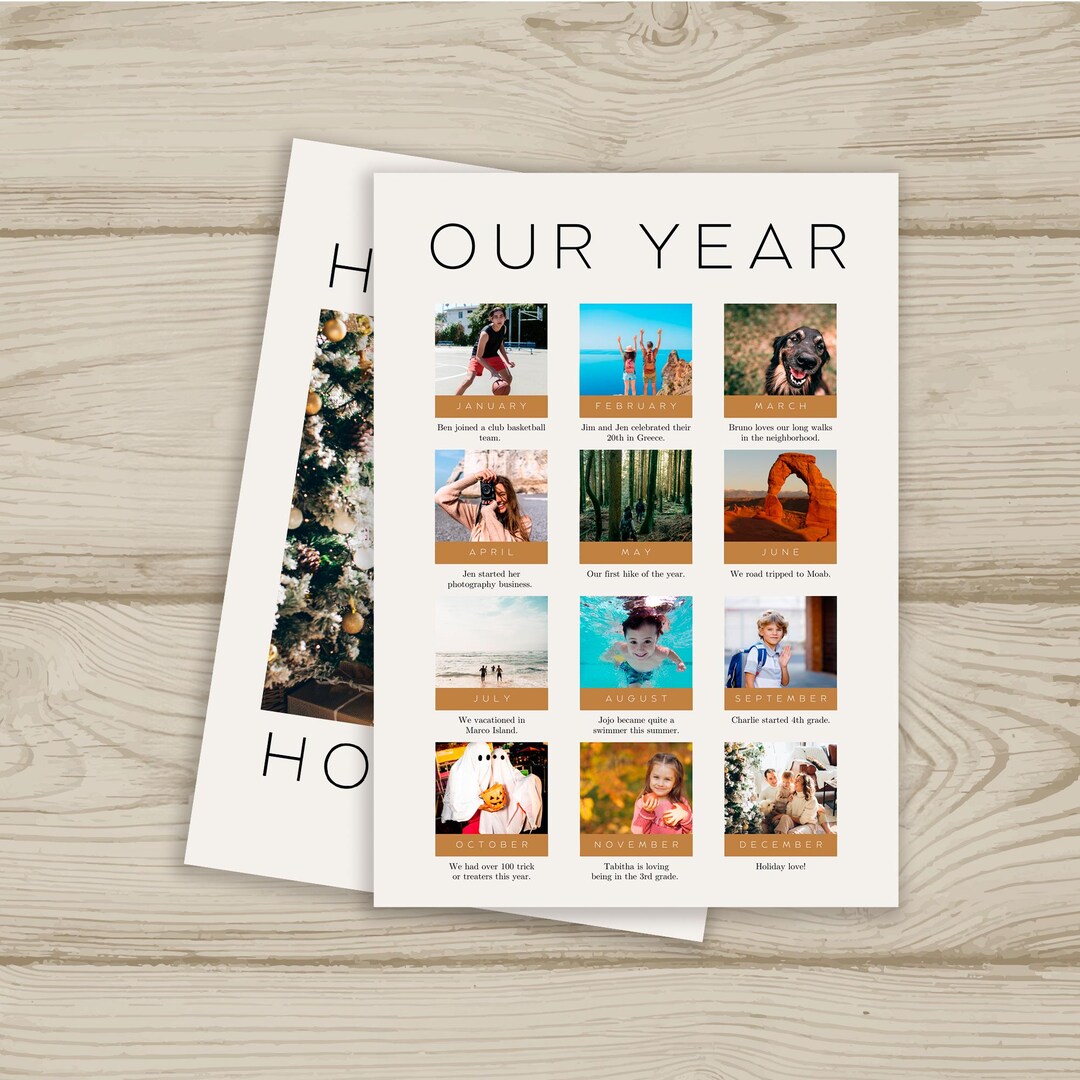 Our Year Holiday Card Template, Year in Review Photo Card, Printable ...