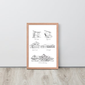 Custom Home Illustration Print, Multiple House Sketch, Anniversary Gift ...