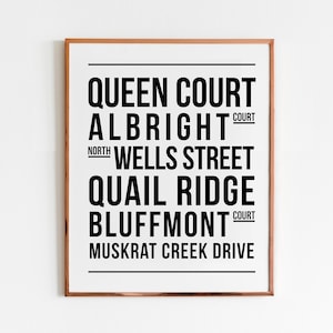 Personalized Street Name Poster | Places I've Lived | Custom Street ...