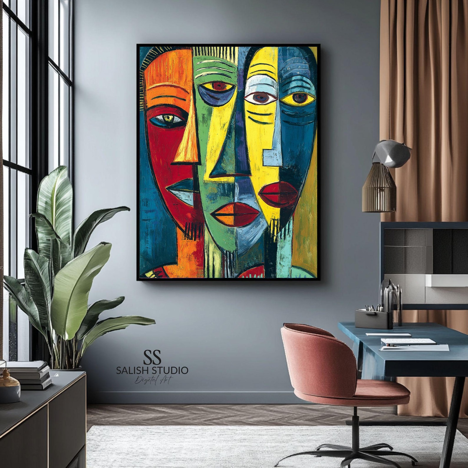 Cubist Faces Art Print – Modern Colorful Portrait (digital Download) - Etsy
