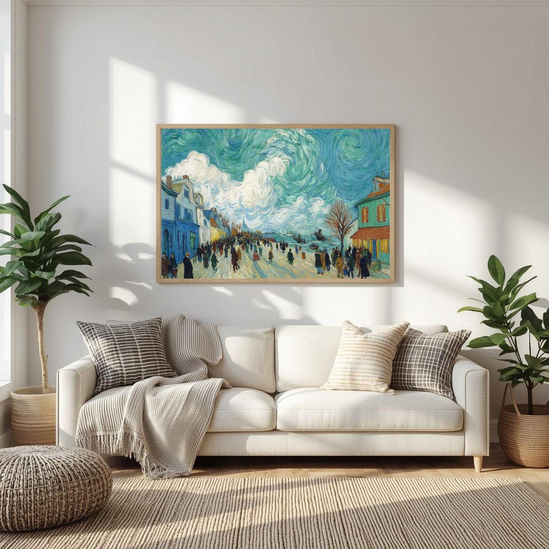Rustic Impressionist Streetscape Art Print – Vintage Town Scene ...