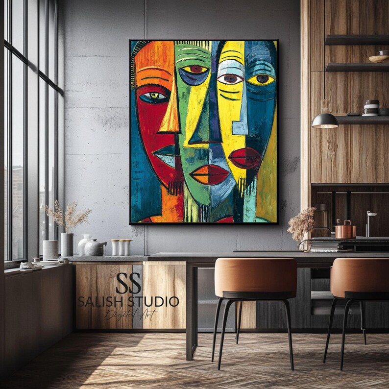 Cubist Faces Art Print – Modern Colorful Portrait (digital Download) - Etsy