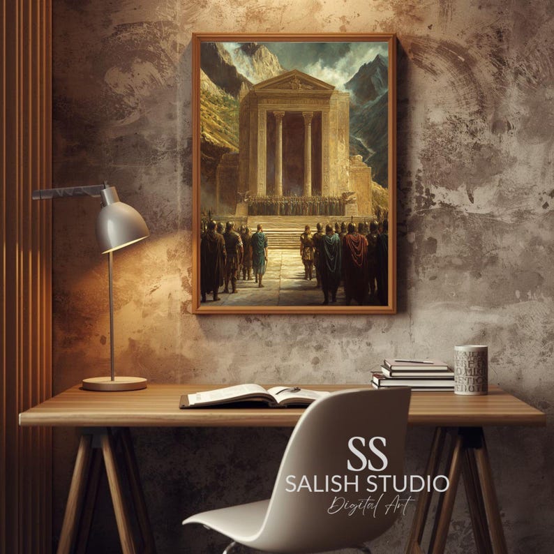 Neoclassical Mountain Temple Art Print – Epic Landscape Scene (digital ...