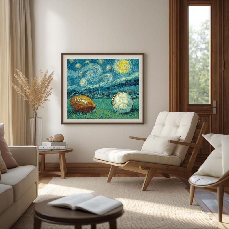 Starry Game Night Art Print – Whimsical Sports Nightscape (digital ...