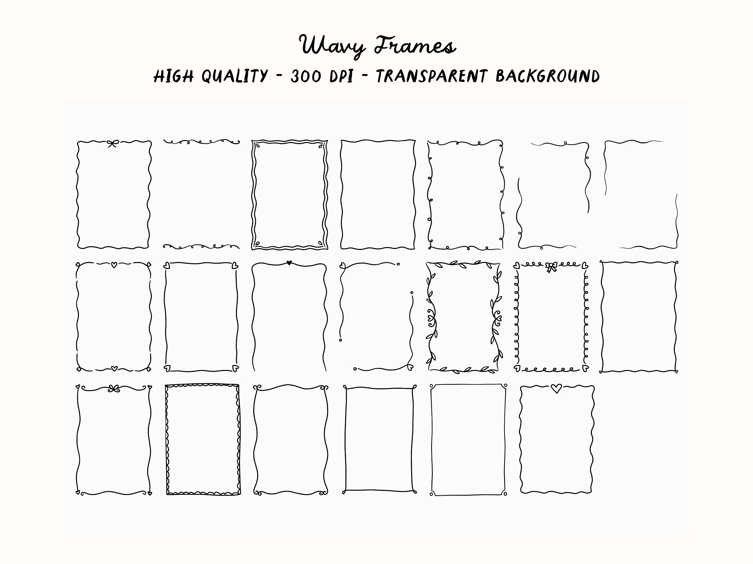 Wavy Frames and Borders Hand-drawn Clipart Bundle - PNG, SVG & AI - Etsy