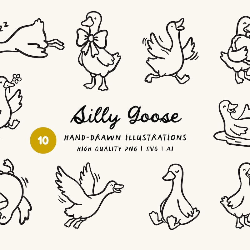 Silly. Goose Clipart - Etsy