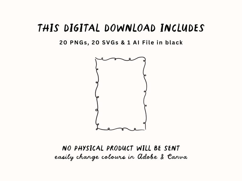 Wavy Frames and Borders Hand-drawn Clipart Bundle - PNG, SVG & AI - Etsy