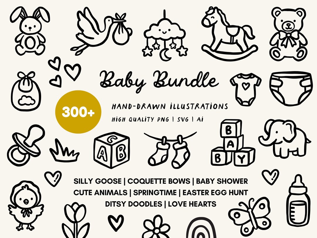 Baby & Nursery Clipart Illustration Bundle, Mega SVG, PNG Bundle ...