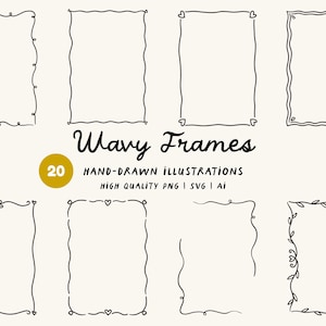Wavy Frames and Borders Hand-drawn Clipart Bundle - PNG, SVG & AI - Etsy