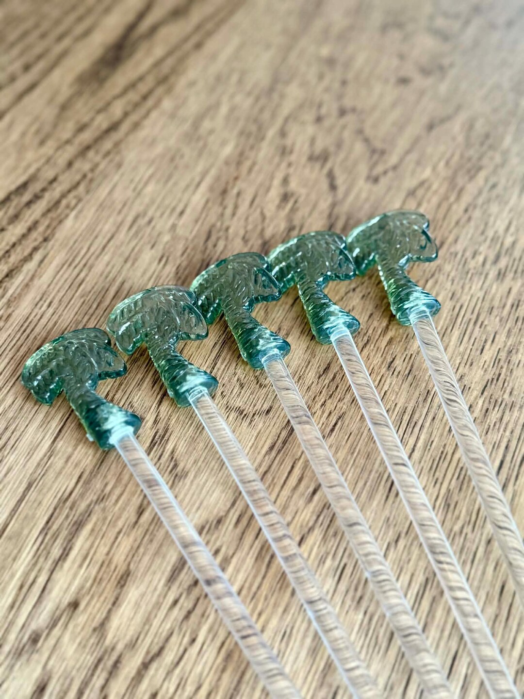 Y2K Palm Tree Swizzle Sticks Set of 5 | Acrylic Tropical Cocktail ...
