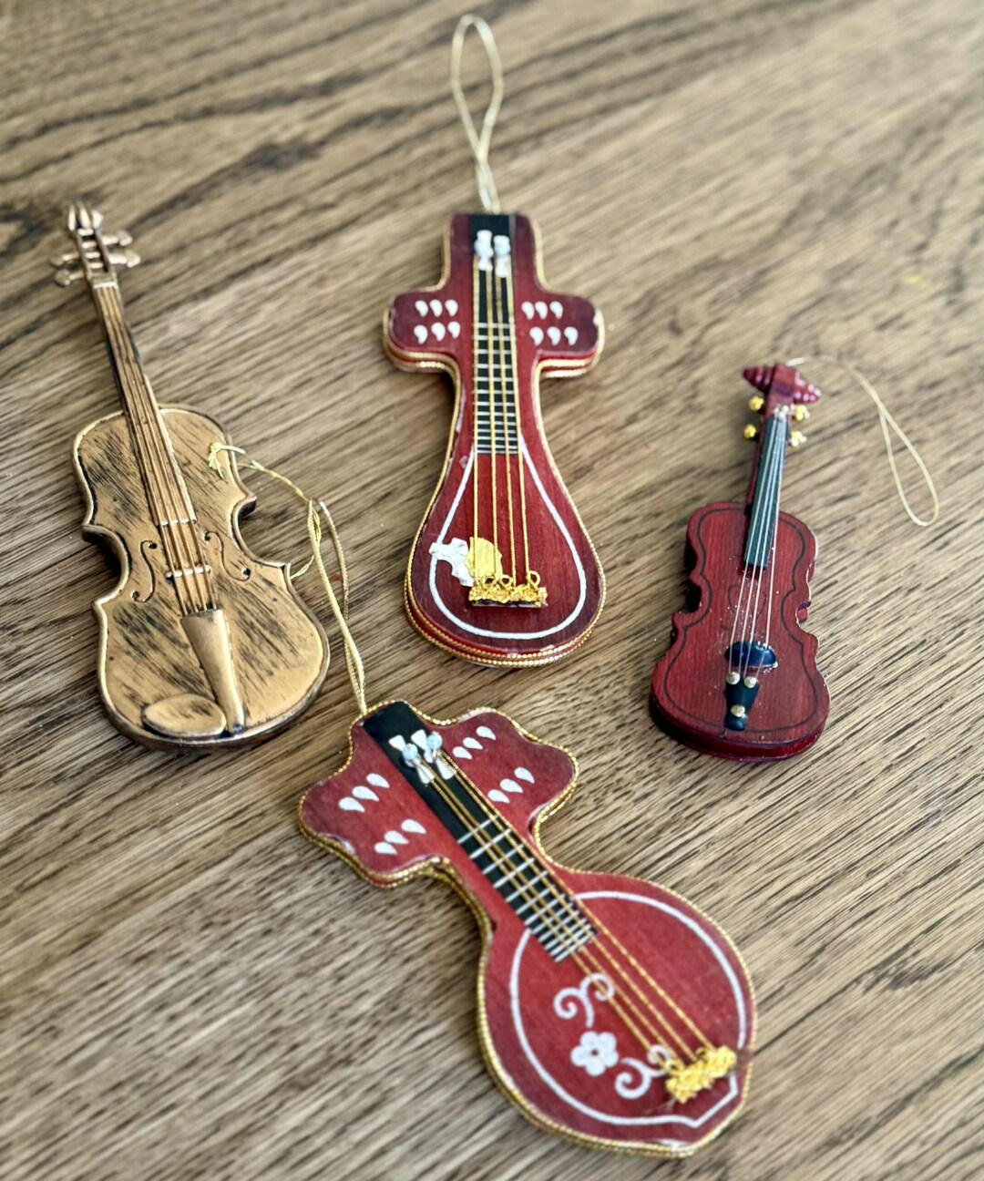 Vintage Handmade String Instrument Christmas Ornament Set Violin ...