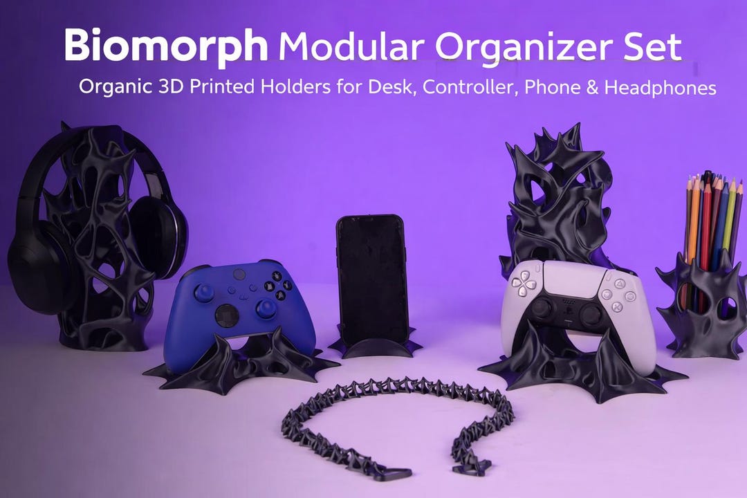 Biomorph Modular Organizer Set – Organic 3D Printed Holder for Desk ...