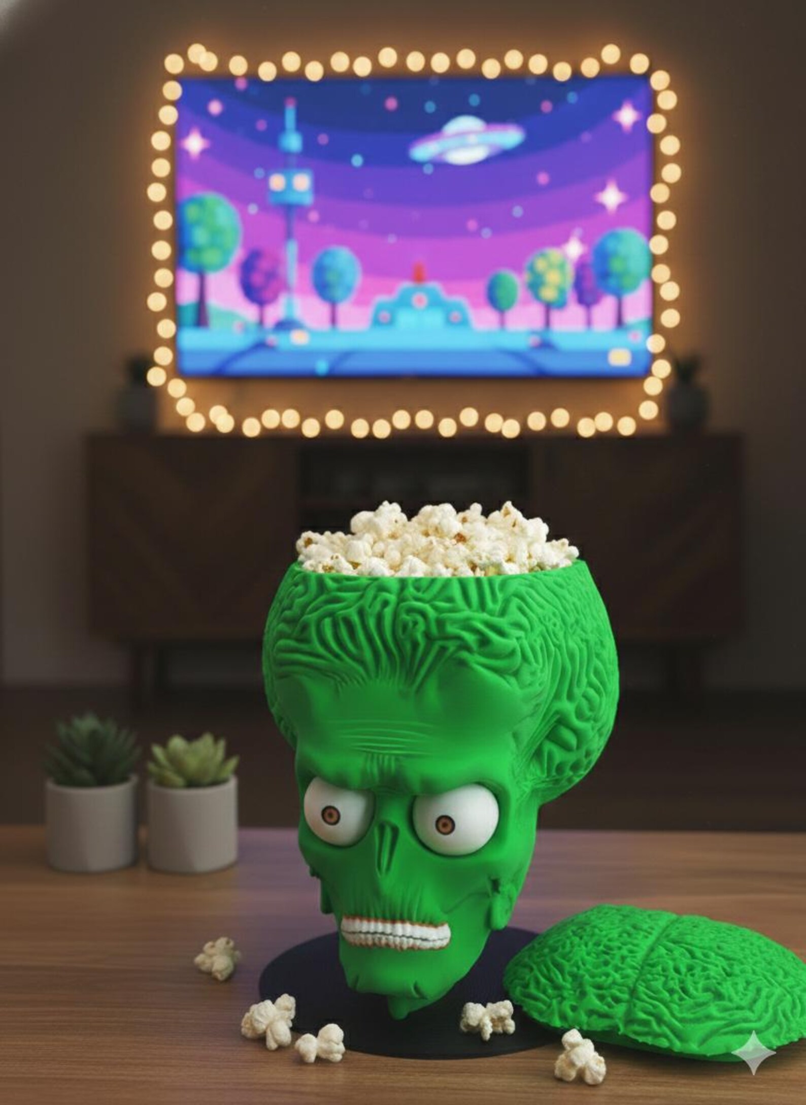 Mars Attack Popcorn Bucket – Handmade Sci-fi Snack Bowl, Horror Decor ...