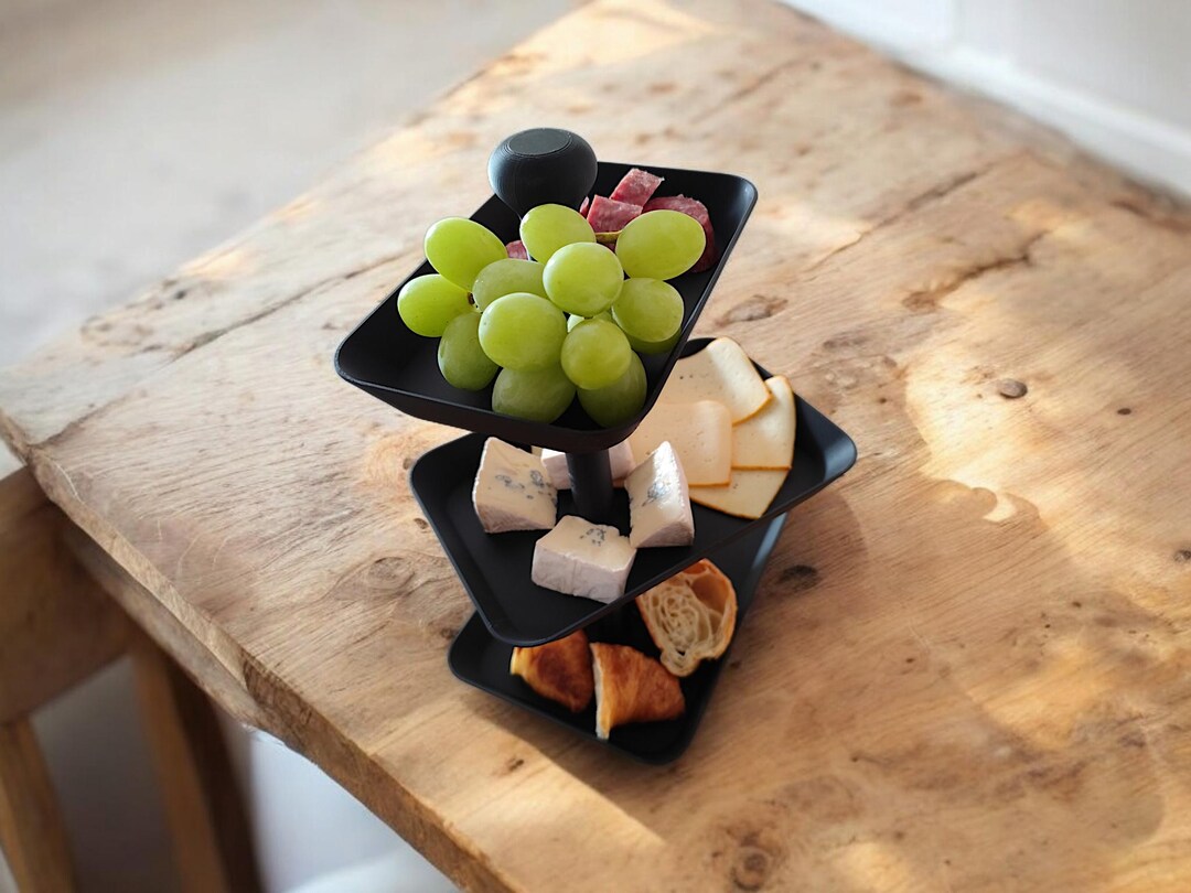 Three Tier Serving Tray | Modern Tiered Snack Stand | Stackable Dessert ...