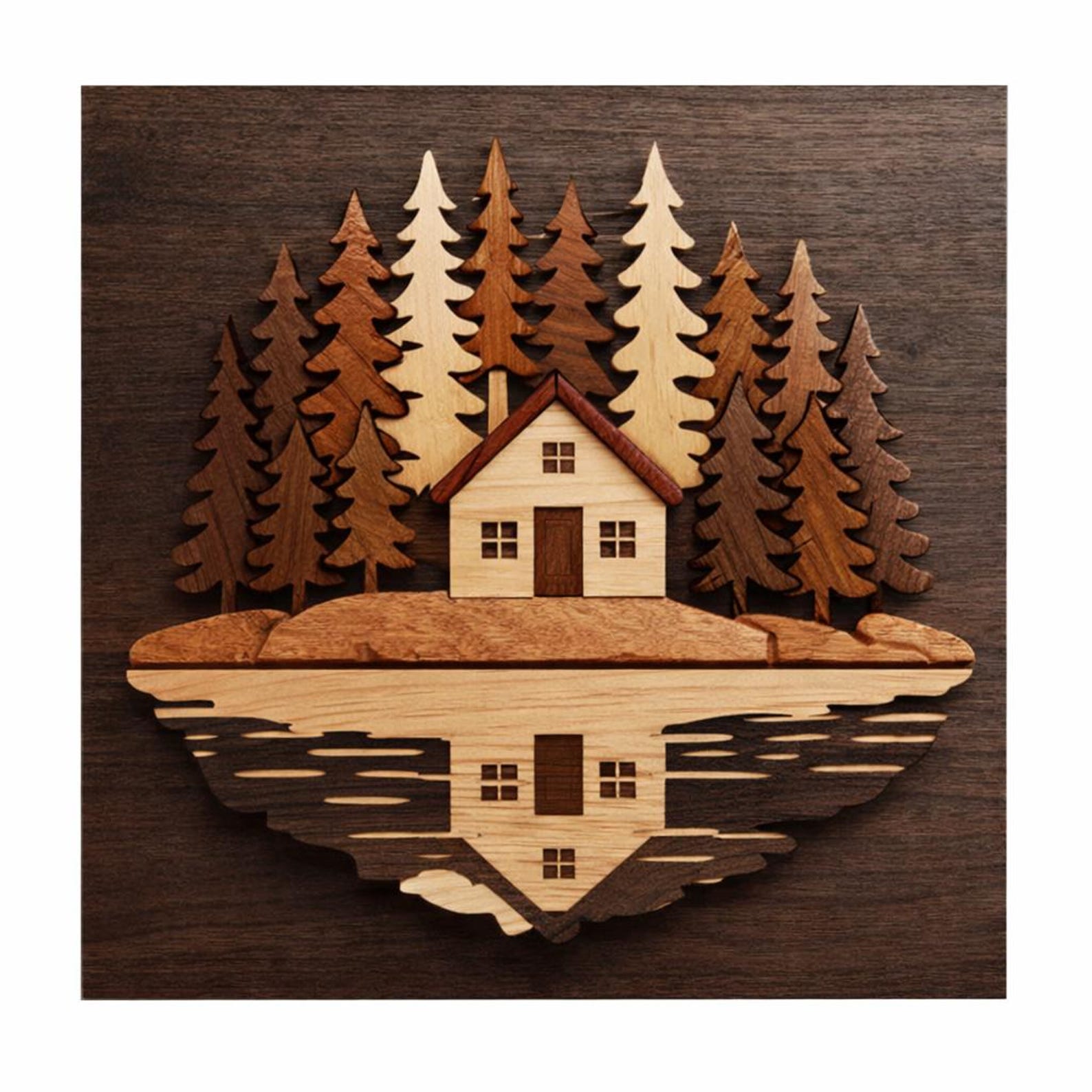 Cozy Cabin Intarsia Woodworking Pattern | Beginner Scroll Saw Project ...