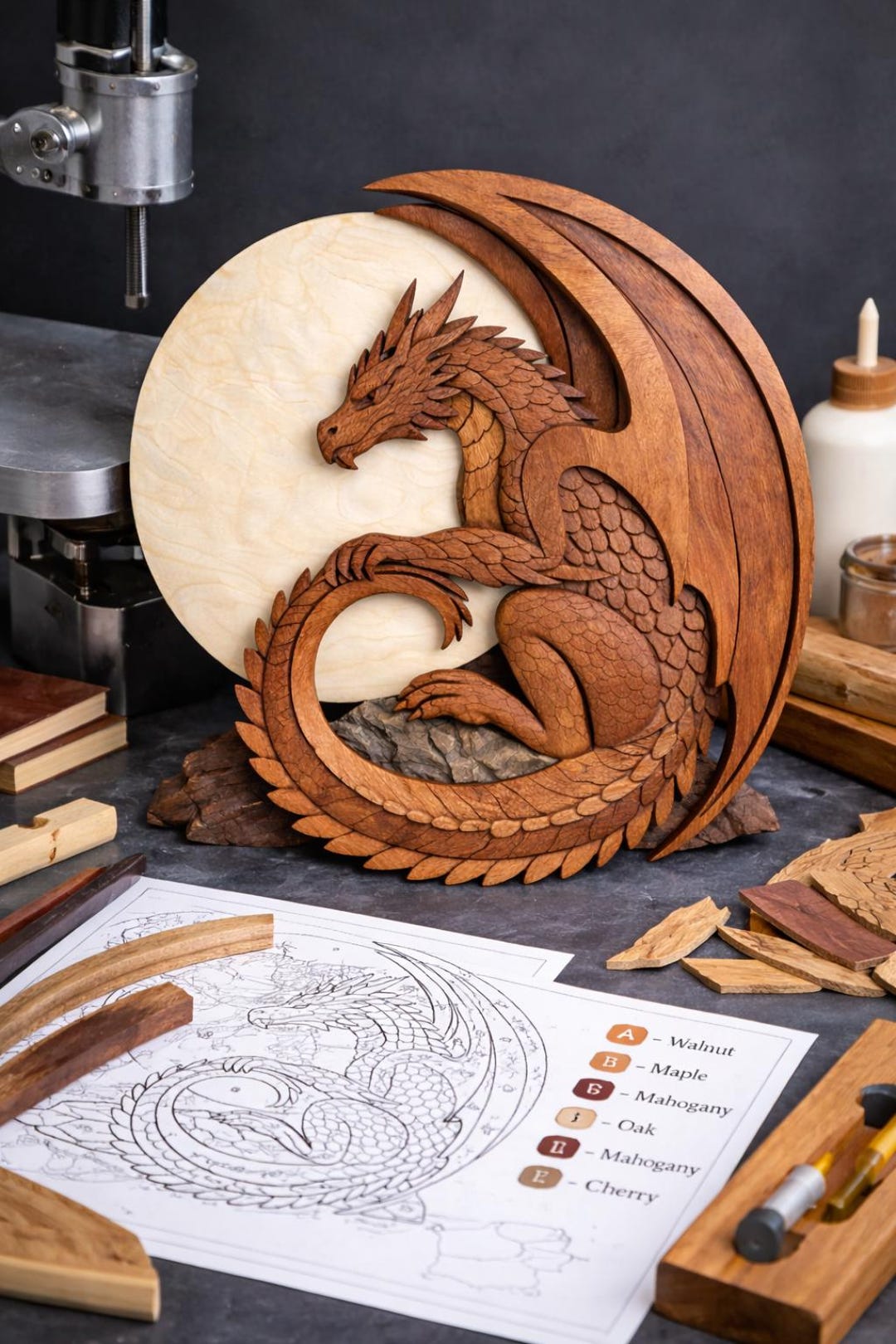Dragon Intarsia Pattern PDF | Beg-int Level Scroll Saw Woodworking ...