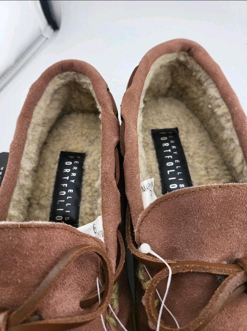 Pantuflas tipo mocasín de ante para hombre Perry Ellis Portfolio, talla ...