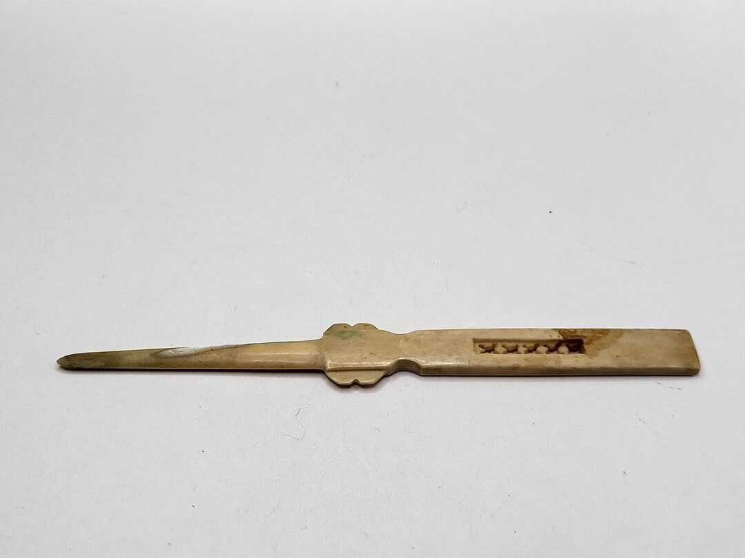 Antique Bone Lace Stiletto Tool With Pierced Carving 6 Inch Sewing ...