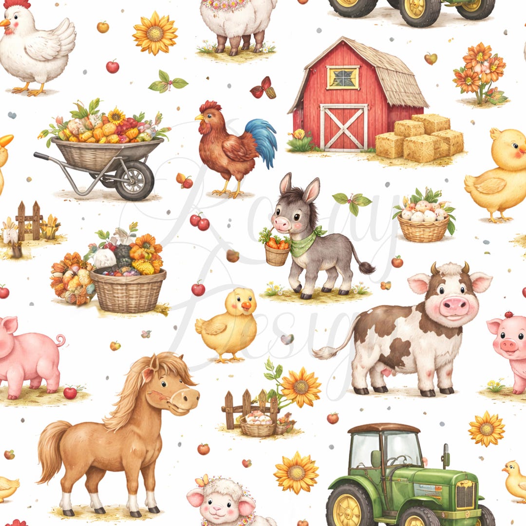 Sweet Farm | Seamless Patterns | Instant Download | Printable Digital ...