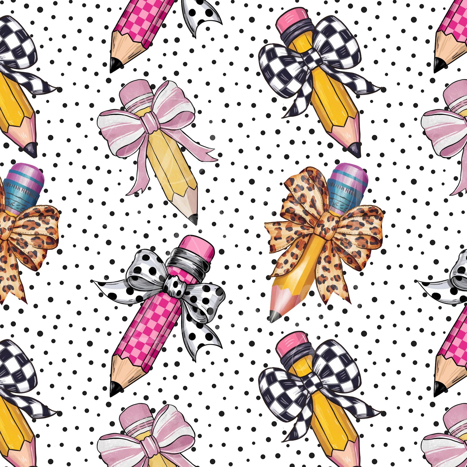 Coquette Pencils With Bows | Seamless Patterns | Instant Download ...