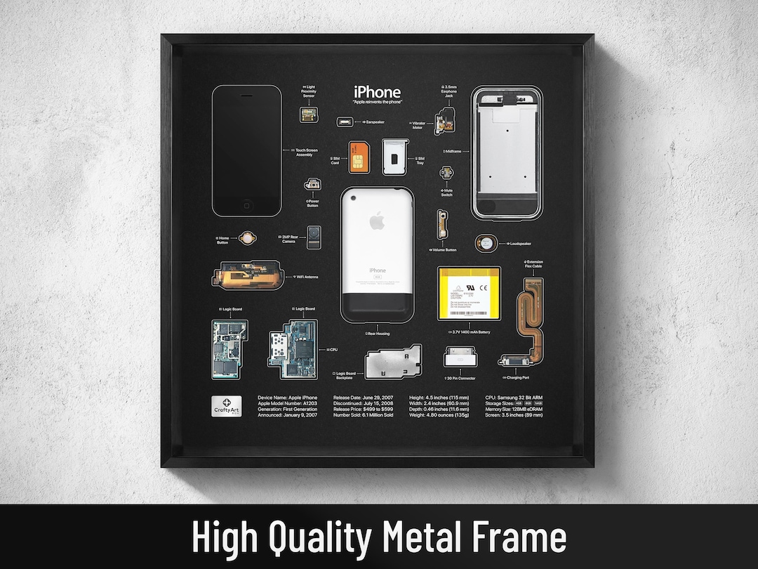 Disassembled iPhone 1st Gen Teardown Art | Original iPhone 2G Framed ...