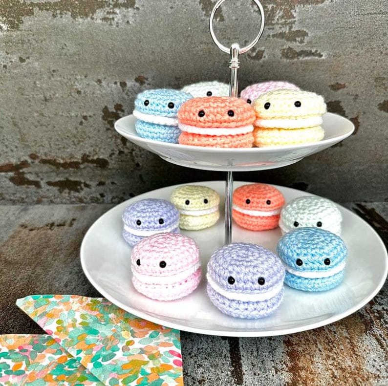 Mini Crochet Macarons Set - Delicate French Dessert Amigurumi - Pastel ...