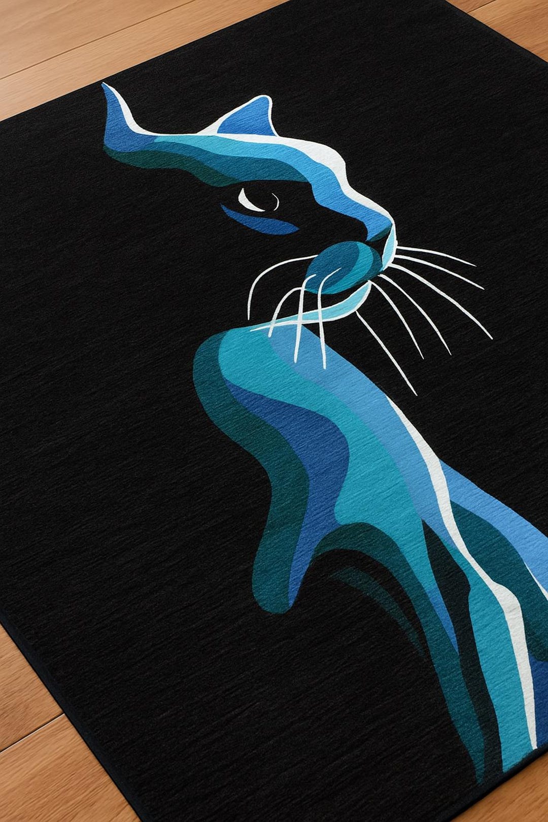 Stylish Blue Feline Artwork – Bold Abstract Cat Portrait for Home Decor ...