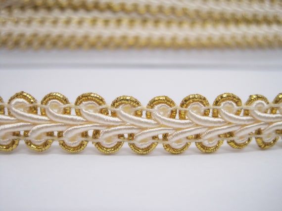 5 Yards 1/2 Cream Gimp Braided Gold Metallic Edge Trim | Etsy