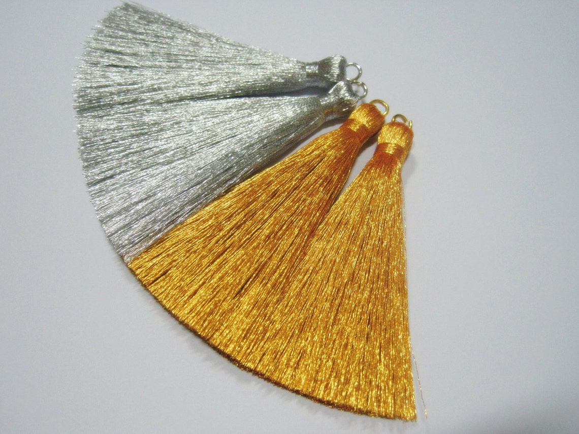 10 Stück Metallic-Quasten, Mini-Quasten, Gold-Metallic-Quasten, Silber ...