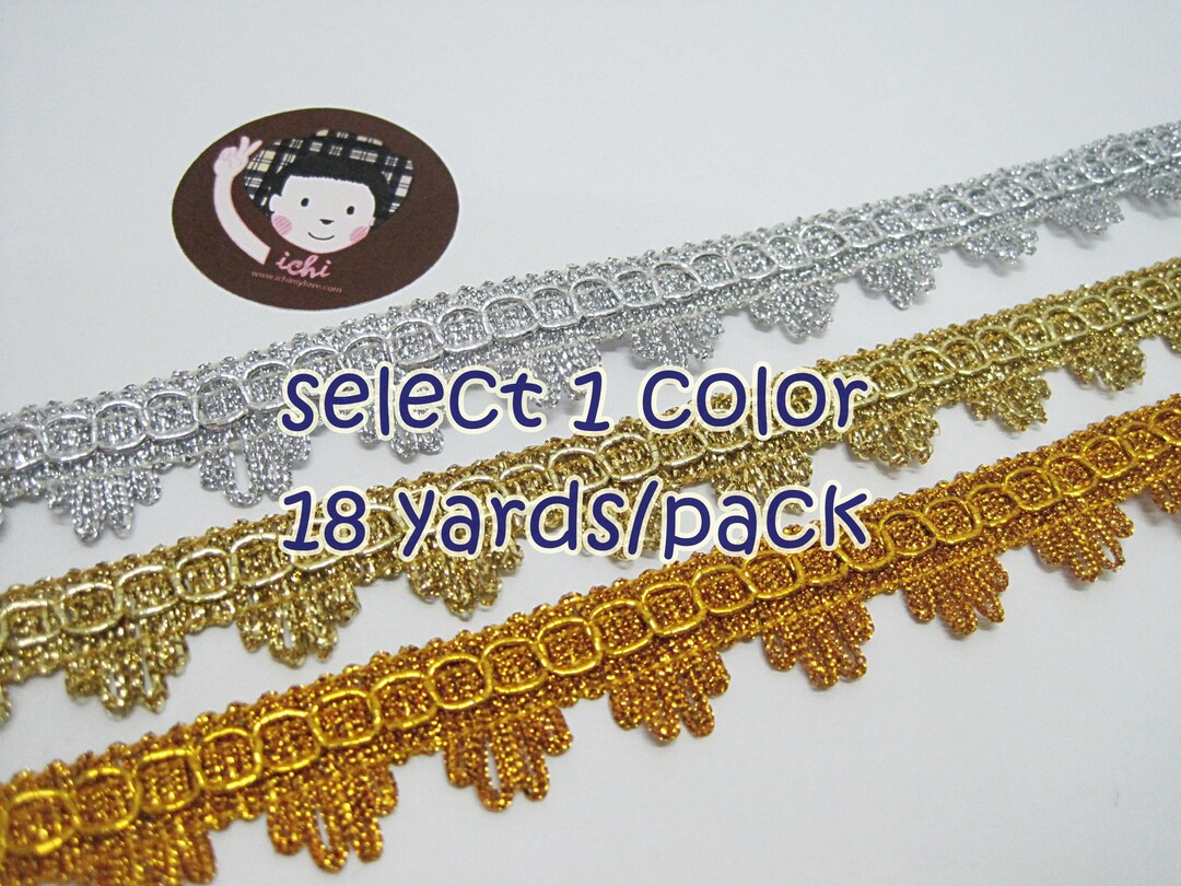 1 Pack (18 Yards) 7/8" Metallic Braided Trim, Gimp Braid, Braided Gimp ...