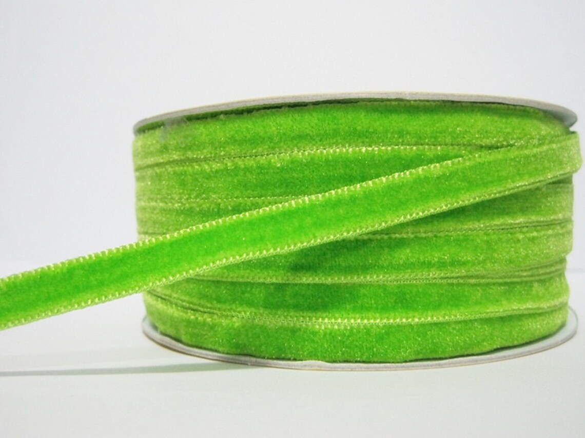 5 Yards 3/8 Lime Green Velvet Ribbon Green Ribbon | Etsy