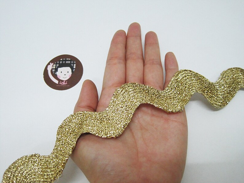 5 Yards Light Gold Jumbo Metallic Rick Rack Trim, Metallic Rick Rack ...