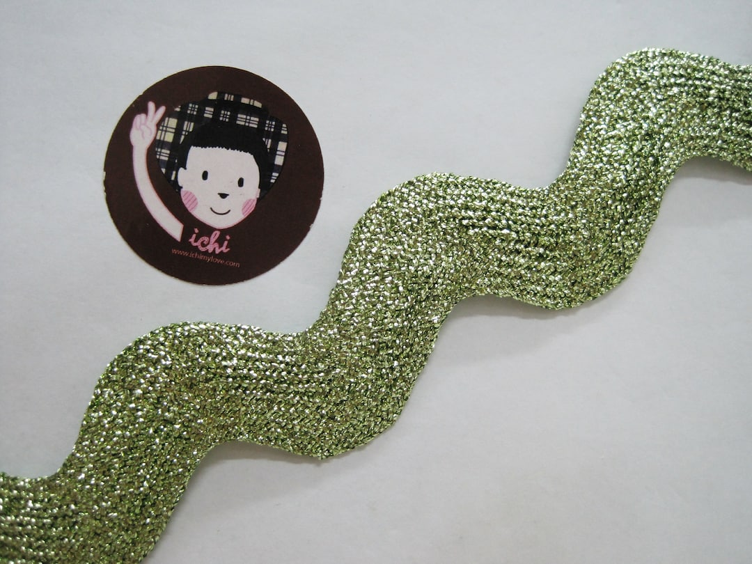 5 Yards Olive Green Jumbo Metallic Rick Rack Trim, Metallic Rick Rack ...