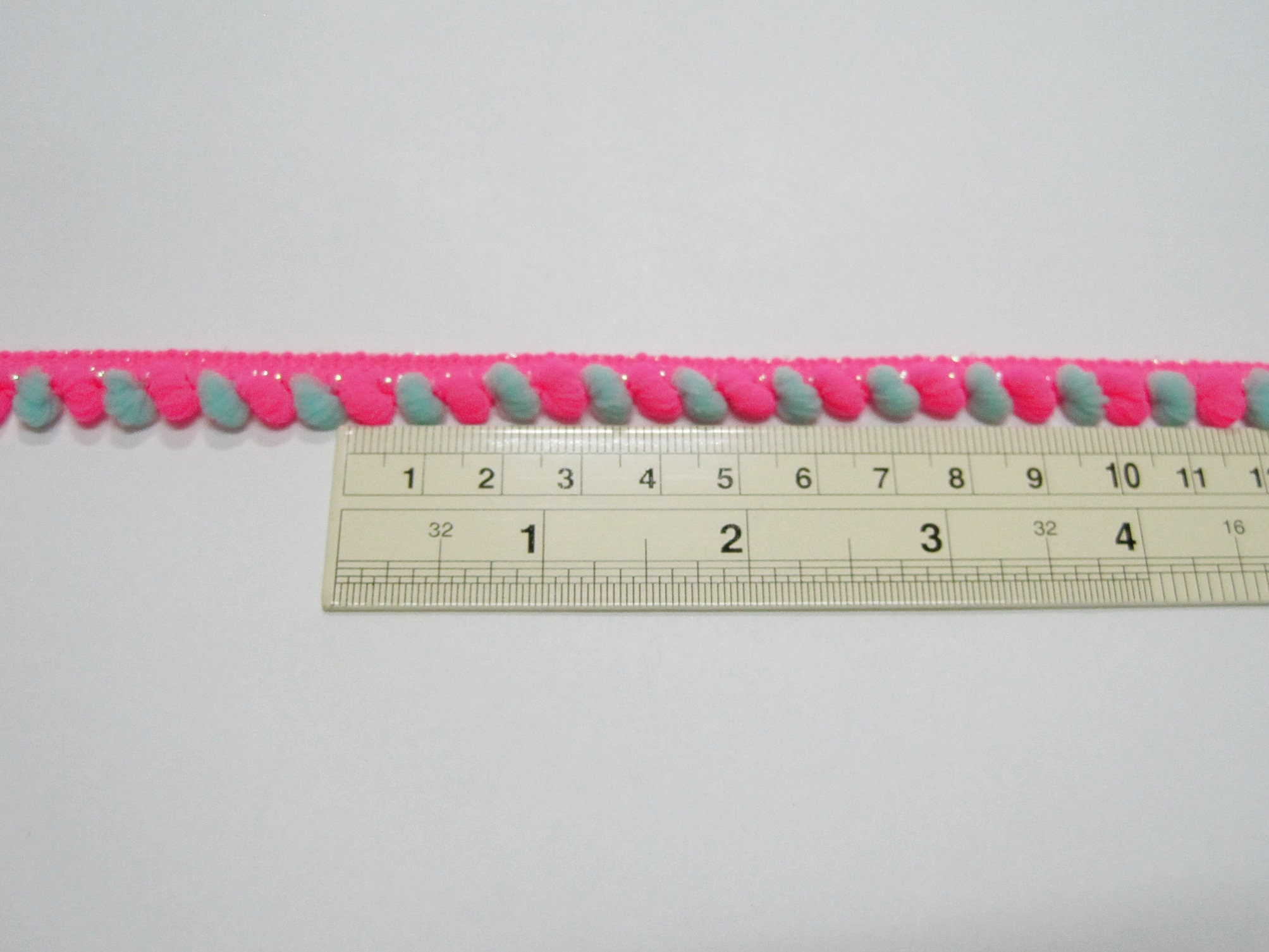 5 yards Mini Pom Pom Trim Sparkly Two-tone Hot Pink-Aqua | Etsy