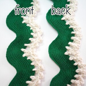 Pine Green Crocheted Rick Rack Trim, Handmade Crochet Lace, Jumbo Rick ...