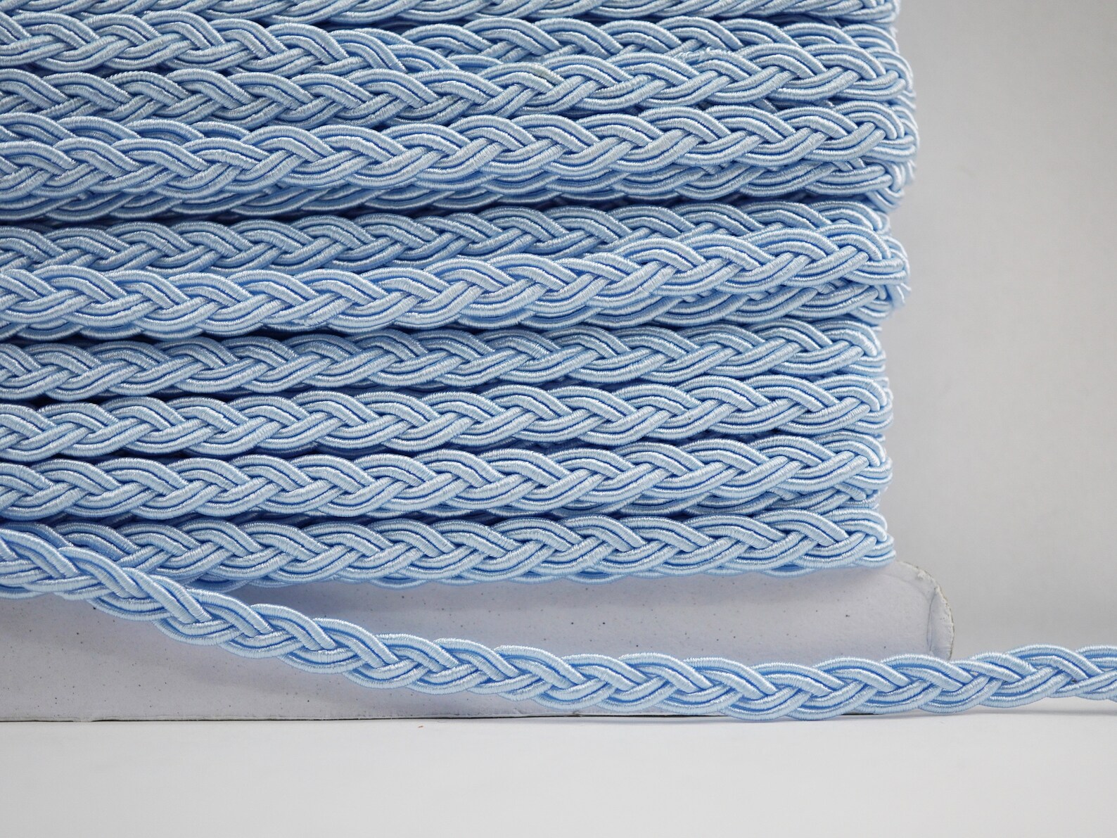 5 Yards 1/4 Blue Braided Cord White Cord Flat Braided - Etsy