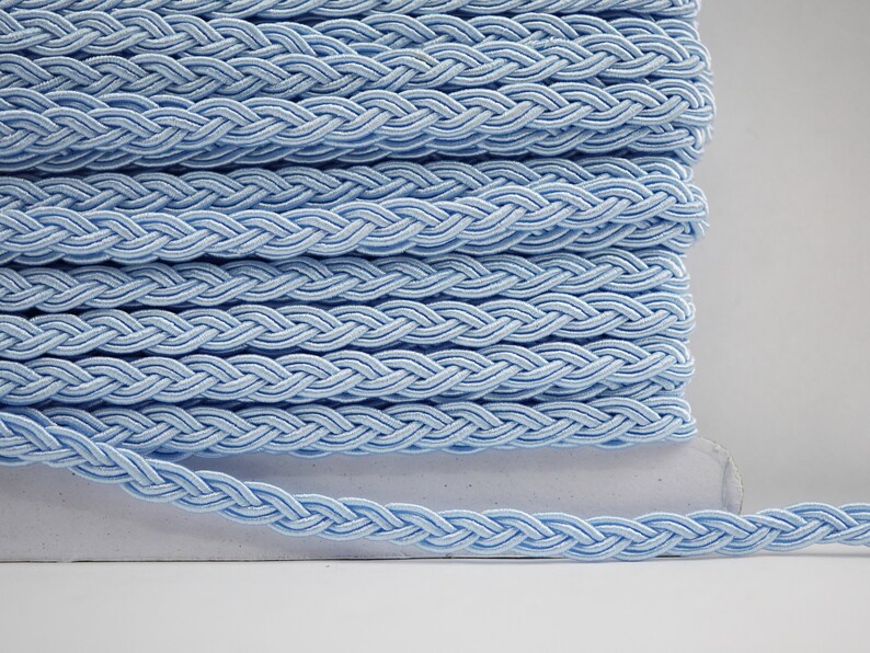 5 Yards 1/4" Blue Braided Cord, White Cord, Flat Braided Cord, Flat ...
