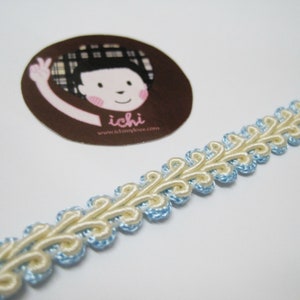 5 Yards 3/8" Vanilla-light Blue Gimp Braided Trim, Gimp Braid, Braided ...