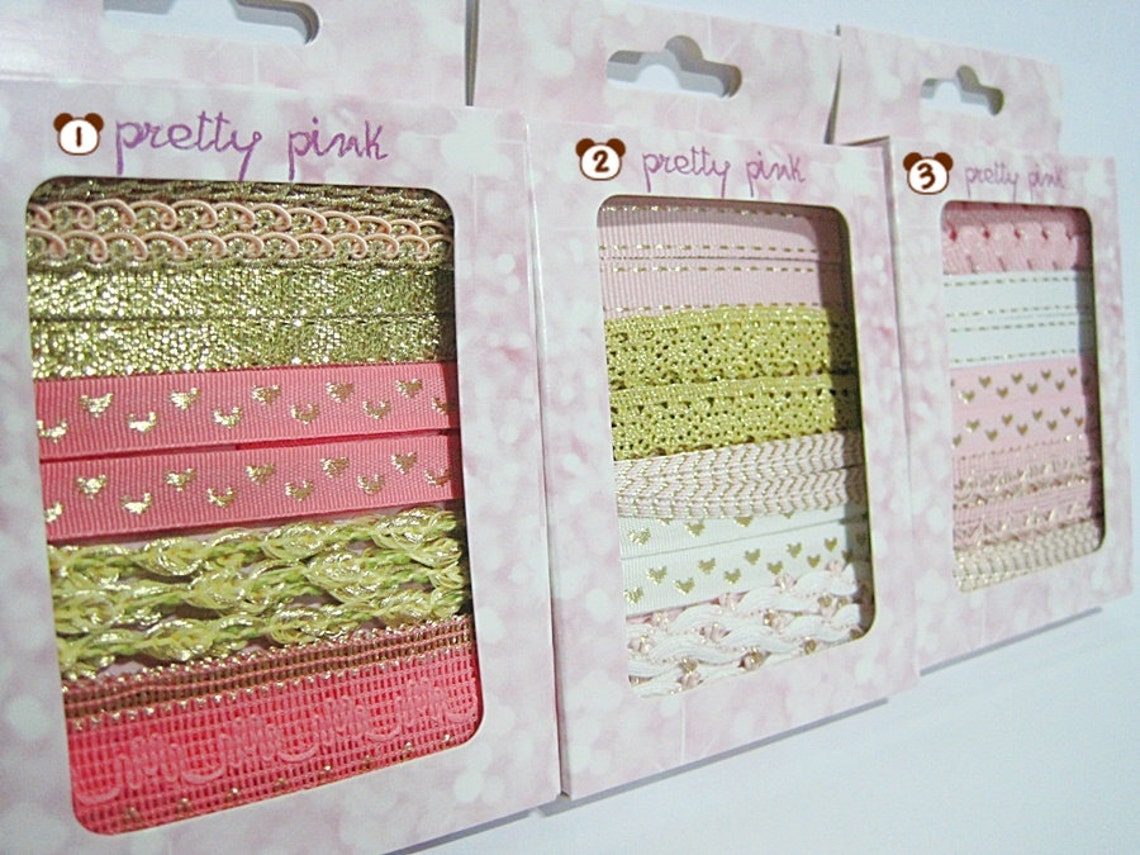 Pink Trim Set 1 Trim Set Pink Trim Gold Trim Gold Ribbon - Etsy