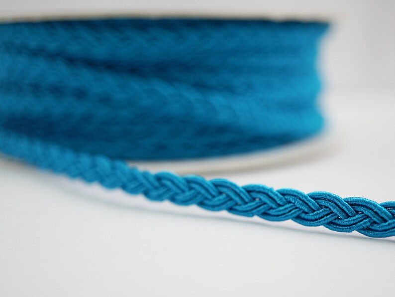 5 Yards 1/4 Blue Braided Cord White Cord Flat Braided - Etsy