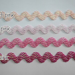 5 Yards 3/8" Pink Sparkly Rick Rack Trim, Glitter Trim, Ric Rac Trim ...